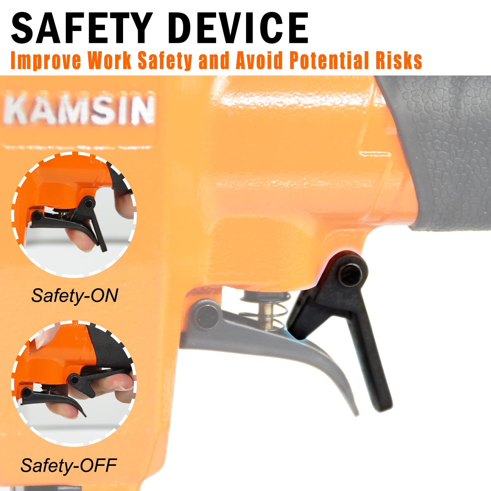 KAMSIN P630 23 Gauge Pneumatic Headless Pin Nailer Kit With 10,000PCS Pin Nails, 1/2-Inch to 1-3/16-Inch Leg Length, Air Power Micro Pinner With Safety For Furniture, Cabinets, Interior Decoration