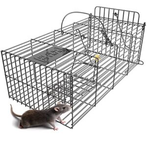 black+decker rat trap- rat traps indoor & outdoor- humane mouse trap cage- live animal trap for squirrels chipmunks and other small rodents- catch and release no kill mouse traps