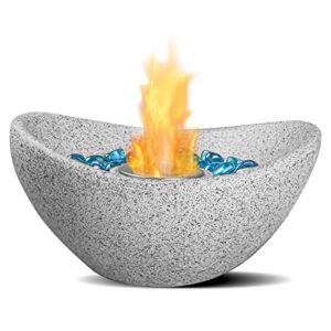 table top fire pit bowl – concret tabletop fire bowl for indoor and outdoor, portable personal fireplace rubbing alcohol for patio coffee table decor