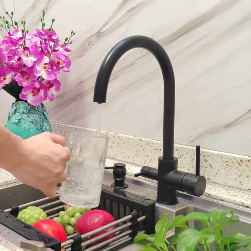 Techzm Tri Flow Water Filtration Kitchen Faucet 3 Way Water Filter Taps Matte Black