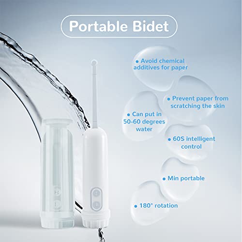 Portable Bidet for Travel, Electric Portable Bidet Mini Foldable Handheld Bidet Sprayer Toilet for Personal Hygiene Cleaning Outdoor Traveling