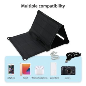 XINPUGUANG Solar Charger Foldable 28W Protable Solar Panel ETFE Monocrystalline with 2 USB Output Ports Outdoor Camping Hiking Travel for Ipad, Cell Phone and More 5V Device(28W)