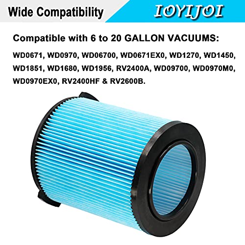 IOYIJOI 2 Pack VF5000 3-Layer Pleated Paper Replacement Filter Compatible with Ridgid 6-20 Gallon Wet Dry Vacuums WD1450 WD0970 WD1270 WD09700 WD06700 WD1680 WD1851 RV2400A