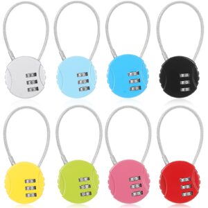 combination lock 3 digit gym lock waterproof padlock resettable bag luggage gate lock outdoor combination fence lock for school locker travel toolbox storage (multi color, 8 pack)