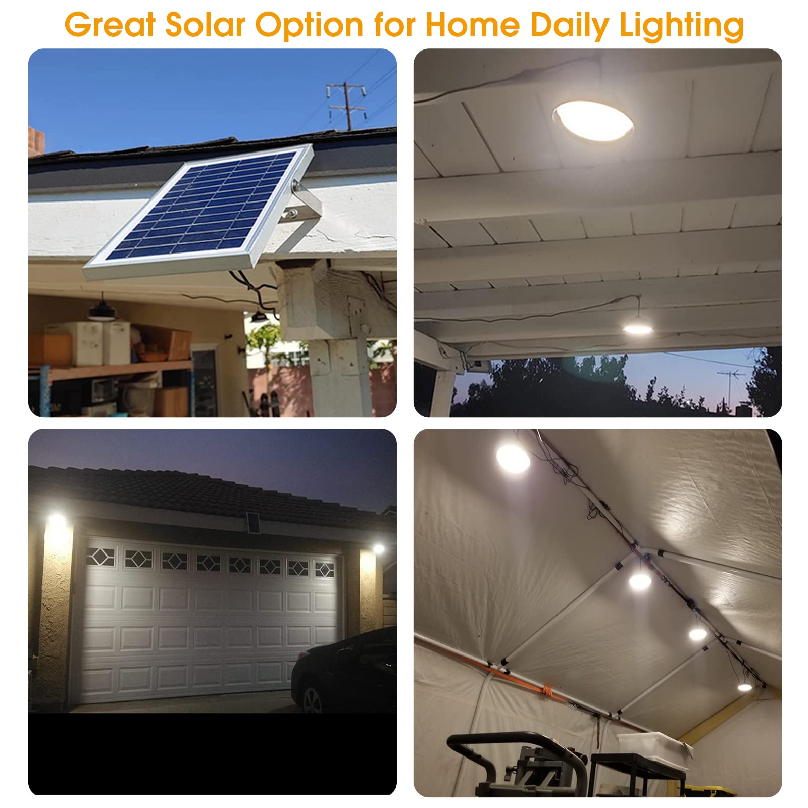 Malitupy Solar Lights Indoor Outdoor Home 1000 Lumen Dual Head Solar Shed Light with Dimmable Remote Control 120LED Cool/Warm White Solar Pendant Light for Patio Porch Barn Farm House