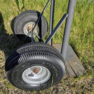 Rocky Mountain Dolly Wheel 4.10/3.50-4” - Heavy Duty Replacement Tire/Rim for Hand Truck, Cart, Dolly, Garden Cart - 2.25” Offset Hub with Pneumatic 5/8” Ball Bearing - Sawtooth Tread - 400 lb (2)