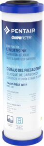 pentair omnifilter cb7 carbon water filter, 10-inch, premium under sink dual function carbon block taste & odor replacement cartridge, 10" x 2.5", 10 micron,white