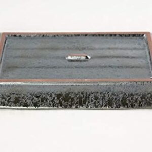 7.75" Rectangular Black Stain Ceramic Humidity/Drip Tray for Bonsai Tree + Rock