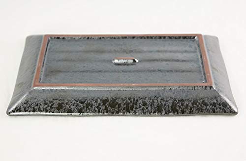 7.75" Rectangular Black Stain Ceramic Humidity/Drip Tray for Bonsai Tree + Rock