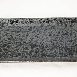 7.75" Rectangular Black Stain Ceramic Humidity/Drip Tray for Bonsai Tree + Rock