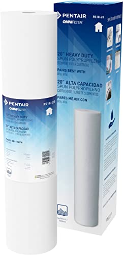 Pentair OMNIFilter RS18-20 Sediment Water Filter, 20-Inch, Whole House Heavy Duty Spun Polypropylene Replacement Cartridge, 20" x 4.5", 50 Micron,White