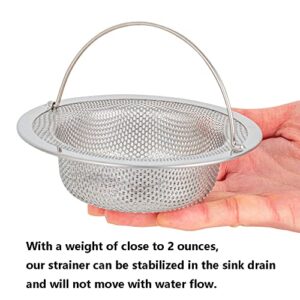 Kitchen Sink Strainer Basket Catcher with Upgrade Fast Flow Design, Qtimal 2 Pack Anti-Clogging Stainless Steel Drain Filter with Handle for Most Kitchen Drains, Rust Free and Dishwasher Safe