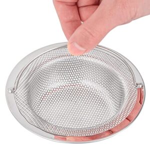 Kitchen Sink Strainer Basket Catcher with Upgrade Fast Flow Design, Qtimal 2 Pack Anti-Clogging Stainless Steel Drain Filter with Handle for Most Kitchen Drains, Rust Free and Dishwasher Safe