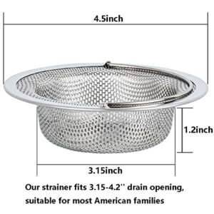 Kitchen Sink Strainer Basket Catcher with Upgrade Fast Flow Design, Qtimal 2 Pack Anti-Clogging Stainless Steel Drain Filter with Handle for Most Kitchen Drains, Rust Free and Dishwasher Safe