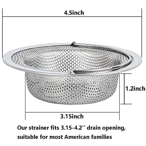 Kitchen Sink Strainer Basket Catcher with Upgrade Fast Flow Design, Qtimal 2 Pack Anti-Clogging Stainless Steel Drain Filter with Handle for Most Kitchen Drains, Rust Free and Dishwasher Safe