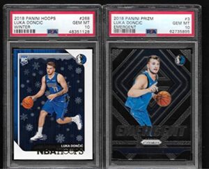 psa 10 2018 luka doncic 2 card rookie lot panini hoops & emergent graded psa gem mint10 nba superstar player