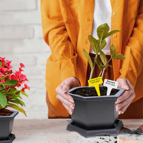 MONDWARE Three Training Plastic Hexagonal Bonsai Pot and Trays + Plastic Shovel and 12 T-Shaped Markers