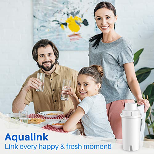 Aqualink JFC002 Replacement for Brita Longlast Water Filter, Compatible with standard Mavea 107007,Brita Classic 35557,ob03,6Pack.