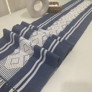 Fine table runner on waisted loom and hand embroidery