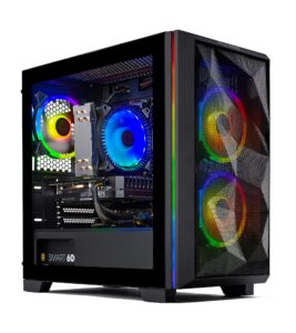 skytech gaming chronos mini gaming pc desktop – intel core i3 10100f 3.6 ghz, gtx 1650, 500gb ssd, 16g ddr4 3200, 600w gold psu, ac wi-fi, windows 10 home 64-bit,black