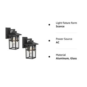 HWH INVESTMENT Outdoor Wall Light 2 Pack, Exterior Wall Sconce Light Fixtures with Seeded Glass, Farmhouse 1-Light Porch Light Waterproof for Patio Balcony Indoor, Matte Black, 5HX62B-2PK BK