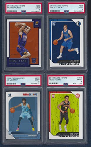 DEVIN BOOKER LUKA DONCIC JA MORANT TRAE YOUNG PANINI NBA HOOPS 4 CARD ROOKIE LOT GRADED PSA MINT 9 NBA SUPERSTARS