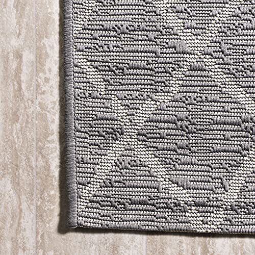 JONATHAN Y SMB114A-3 Madaba Moroccan Trellis Indoor Outdoor Area Rug Bohemian Coastal Easy Cleaning Bedroom Kitchen Backyard Patio Non Shedding, 3 X 5, Black/Cream, Gray/Cream