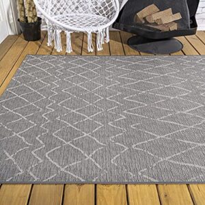 JONATHAN Y SMB114A-3 Madaba Moroccan Trellis Indoor Outdoor Area Rug Bohemian Coastal Easy Cleaning Bedroom Kitchen Backyard Patio Non Shedding, 3 X 5, Black/Cream, Gray/Cream