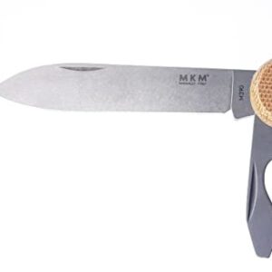 MKM Maniago Knife Makers MALGA 6 Pocket Knife and Multi Tool, Blade, Bottle Opener, Screwdriver, Can Opener, Corkscrew, Awl, and Fork, Slip Joint Mechanism, Made in Italy (Natural Micarta)