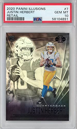 Graded 2020 Panini Illusions Justin Herbert #7 Retail Rookie RC Football Card PSA 10 Gem Mint