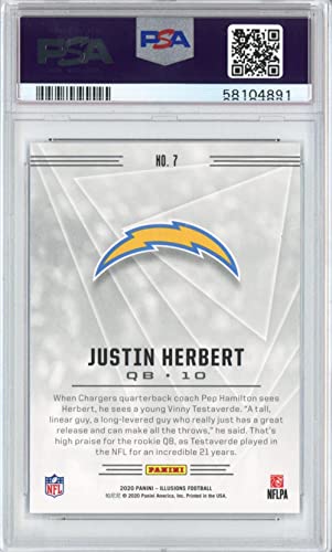 Graded 2020 Panini Illusions Justin Herbert #7 Retail Rookie RC Football Card PSA 10 Gem Mint