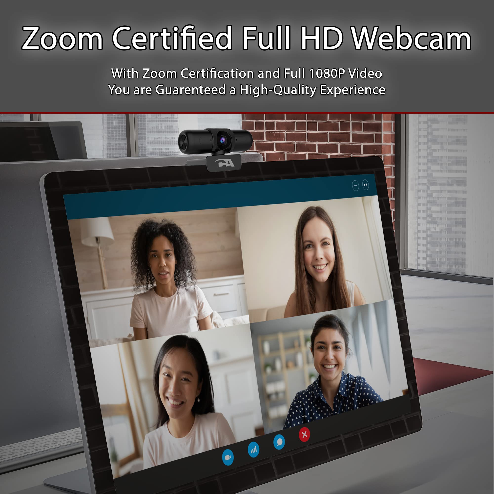 CA Essential Super HD Webcam (WC-3000) - Zoom Certified USB Webcam, 5MP Super HD Video up to 2592x1944 at 30fps, Autofocus & Light Correction, Dual Omnidirectional Mics