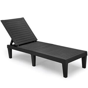 yitahome chaise outdoor lounge chairs with adjustable backrest, multi-functional patio loungers easy assembly & lightweight, waterproof poolside chaise lounge with 265lbs capacity - black