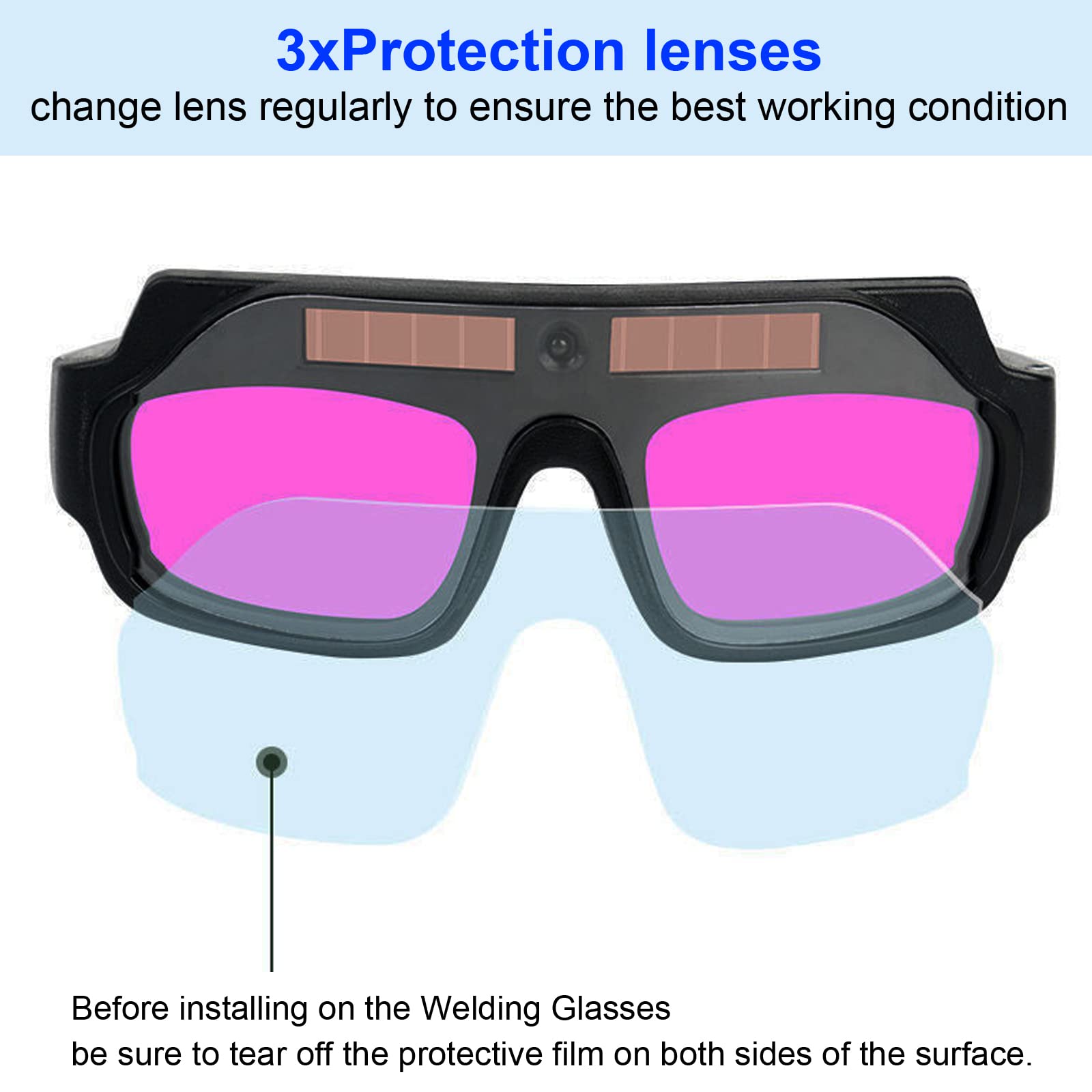 YIFUOK Solar Auto Darkening Welding Goggles Mask Helmet,Welding Glasses Protective Mask Automatic Dimming Professional Eye Protection Anti-Flog Anti-glare PC Glasses