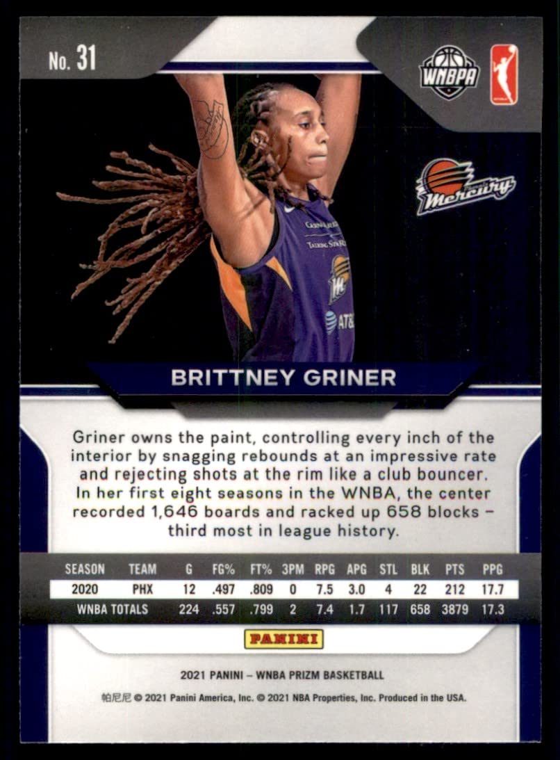 2021 Panini Prizm WNBA #31 Brittney Griner Phoenix Mercury Basketball Card