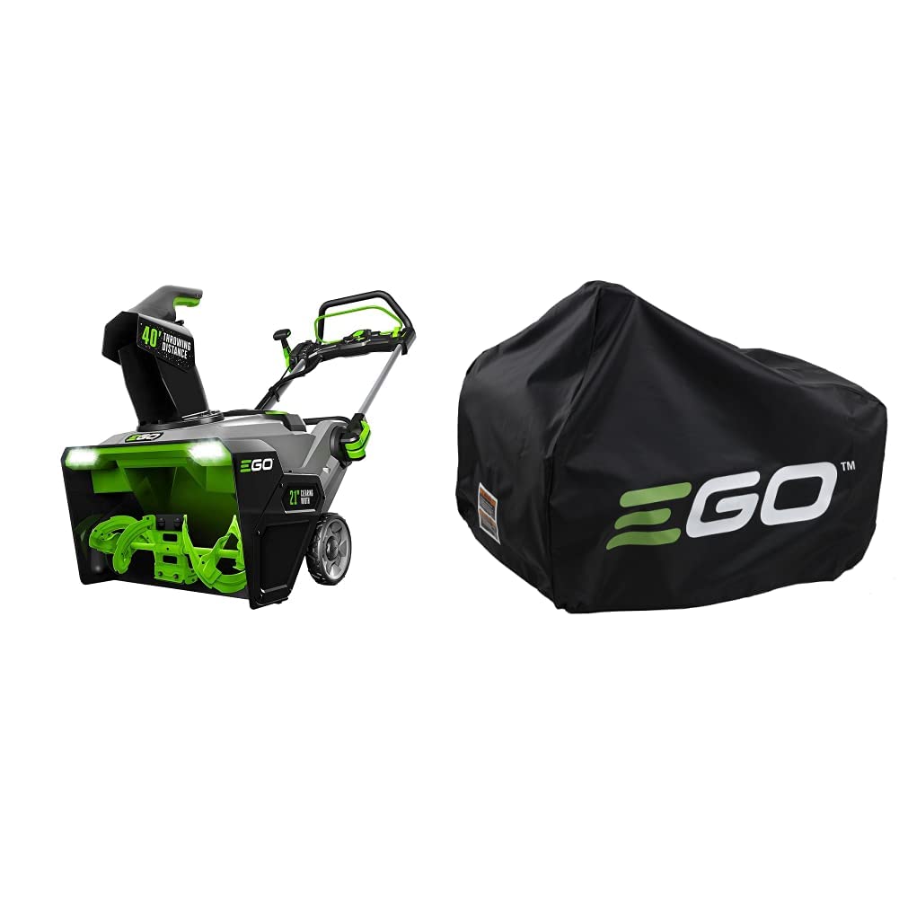 EGO Power+ SNT2112 21-Inch 56-Volt Lithium-Ion Cordless Snow Blower (2) 5.0Ah Batteries and Dual Port Charger Included + Ego Power+ Snt2100 Snow Blower Cover