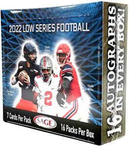 2022 sage hit premier low series football box (16 pks/bx, one autograph card/pk)