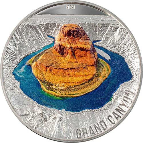 2021 DE 7 Natural Wonders PowerCoin Grand Canyon 3 Oz Silver Coin 20$ Palau 2021 Proof