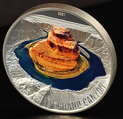 2021 DE 7 Natural Wonders PowerCoin Grand Canyon 3 Oz Silver Coin 20$ Palau 2021 Proof