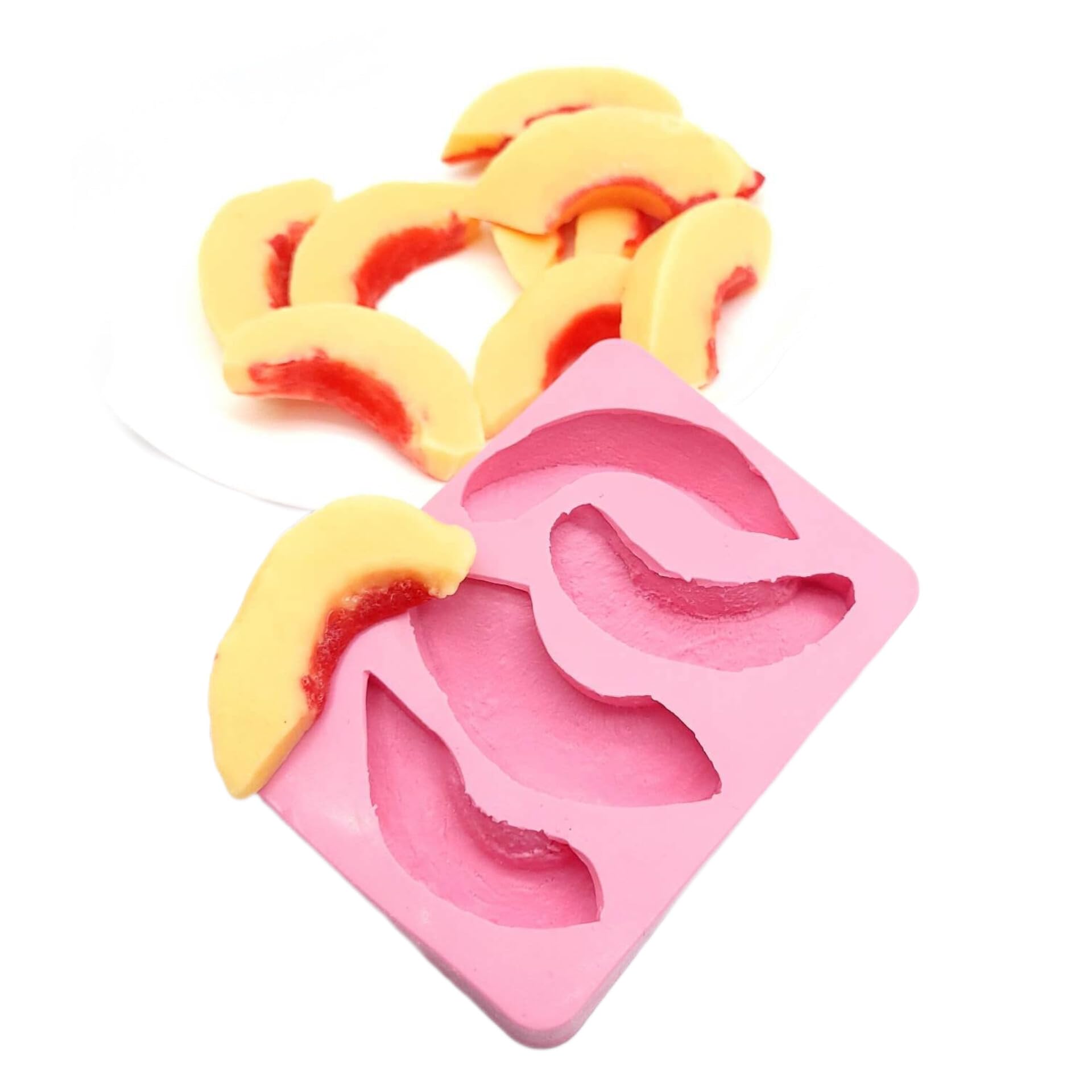 Peach slices Silicone Mold Wax mold Resin mold Soap mold Realistic Flexible mold NC068