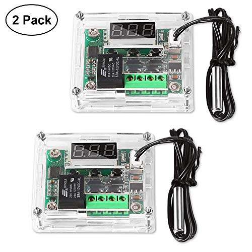 UMLIFE 2PCS Temperature Controller Module with Case, XH W1209 LED Display Digital Thermostat Module with Waterproof NTC Probe -50~110℃ Electronic Temperature Temp Control Module Switch