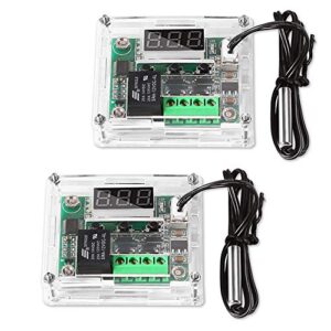 umlife 2pcs temperature controller module with case, xh w1209 led display digital thermostat module with waterproof ntc probe -50~110℃ electronic temperature temp control module switch