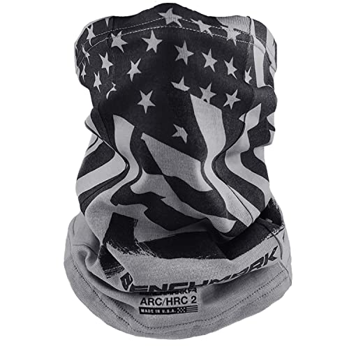 BENCHMARK FR Flame Resistant Face Mask Neck Gaiter - CAT2 (American Flag, Gray)