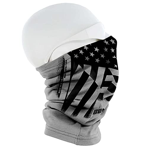 BENCHMARK FR Flame Resistant Face Mask Neck Gaiter - CAT2 (American Flag, Gray)