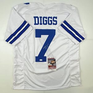 autographed/signed trevon diggs dallas white football jersey jsa coa