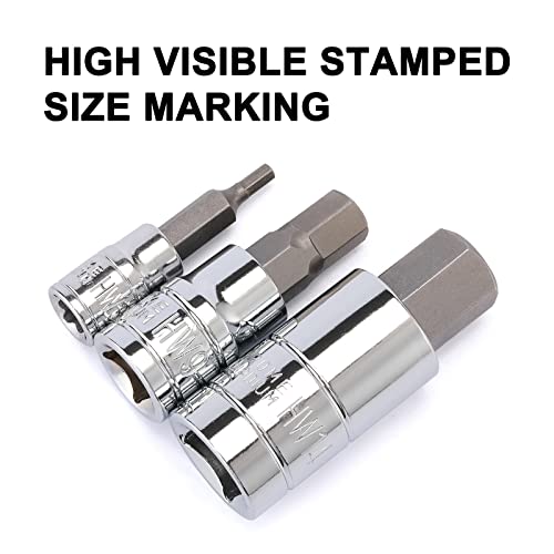 Mayouko 13PCS Metric Hex Bit Socket Set, CR-V Allen Bit Socket Kit, S2 Steel, 2mm - 14mm, 1/4", 3/8" & 1/2" Drive