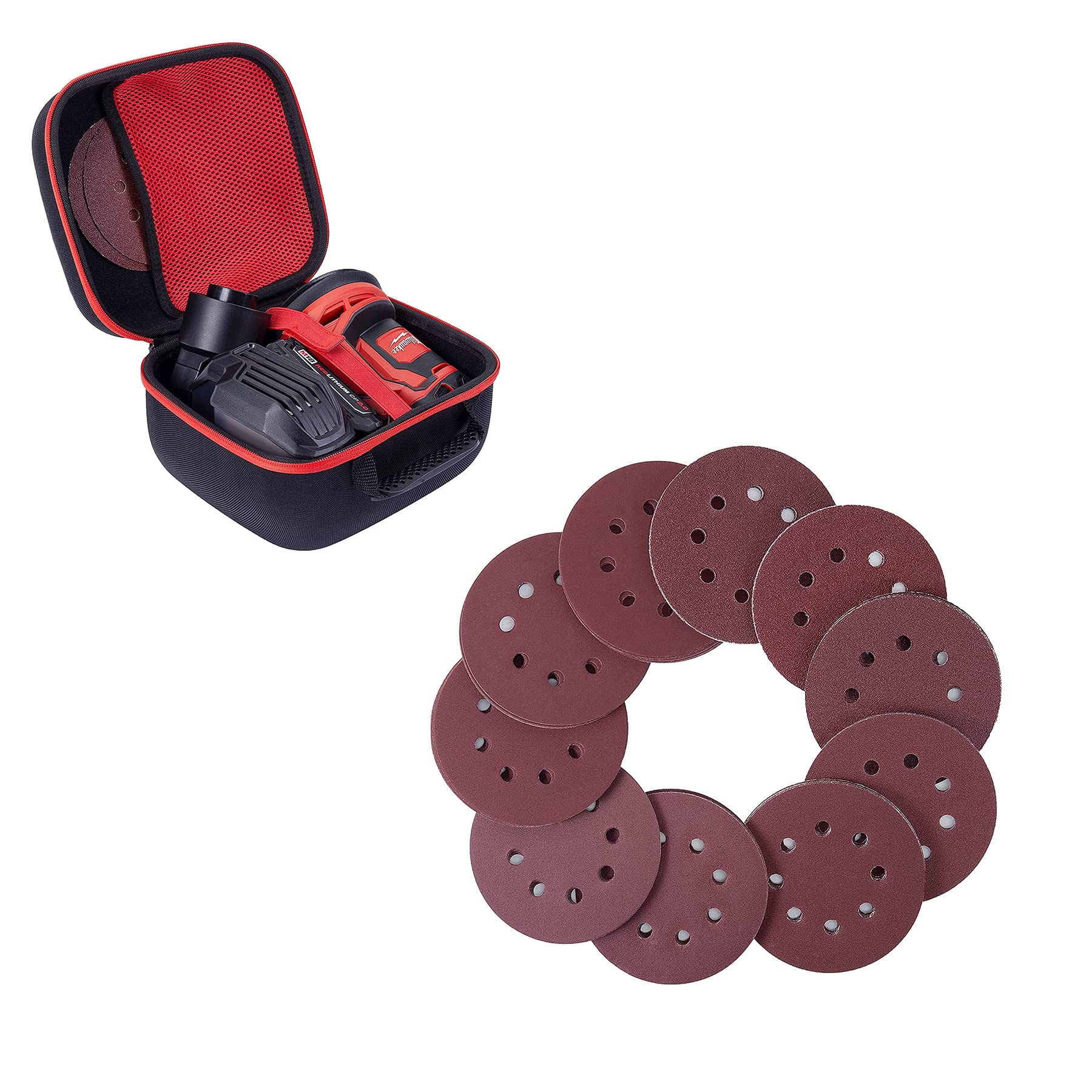 Sandpaper Set and Hard Case Replacement for Orbital Sander Milwaukee 2648-20 M18 by Khanka