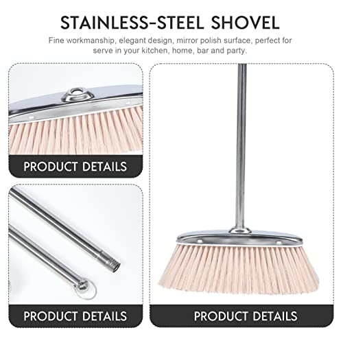 YARNOW Long Handled Broom, 35 Heavy- Duty Metal Stainless Steel Angle Broom, Outdoor/Indoor Broom for Garages, Courtyard, Sidewalks, Decks, Perfect for Home Kitchen Room Office Floor