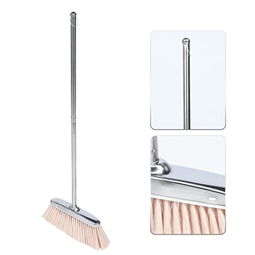 YARNOW Long Handled Broom, 35 Heavy- Duty Metal Stainless Steel Angle Broom, Outdoor/Indoor Broom for Garages, Courtyard, Sidewalks, Decks, Perfect for Home Kitchen Room Office Floor