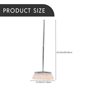 YARNOW Long Handled Broom, 35 Heavy- Duty Metal Stainless Steel Angle Broom, Outdoor/Indoor Broom for Garages, Courtyard, Sidewalks, Decks, Perfect for Home Kitchen Room Office Floor